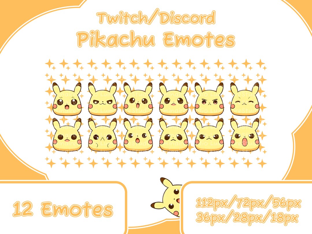 12 Pikachu Emotes for Twitch Youtube and Discord Cute Chat - Etsy