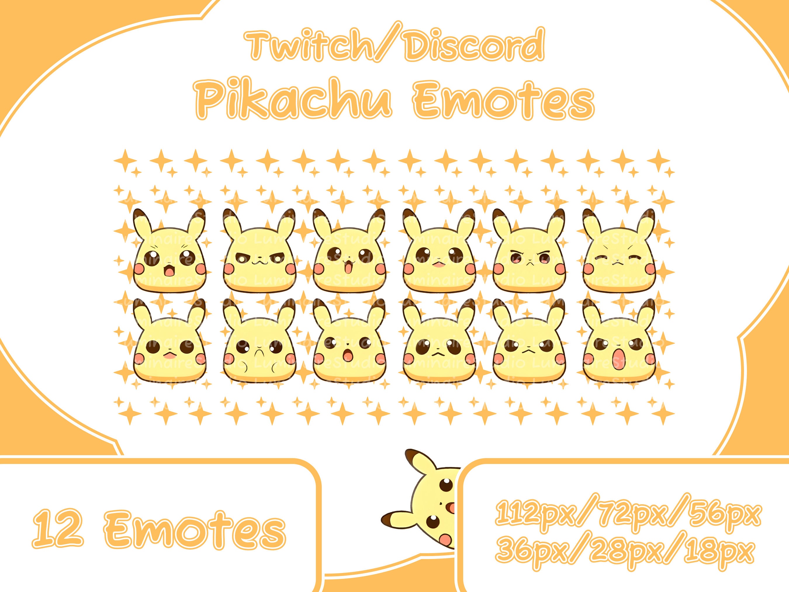 12 Pikachu Emotes for Twitch Youtube and Discord Cute Chat - Etsy