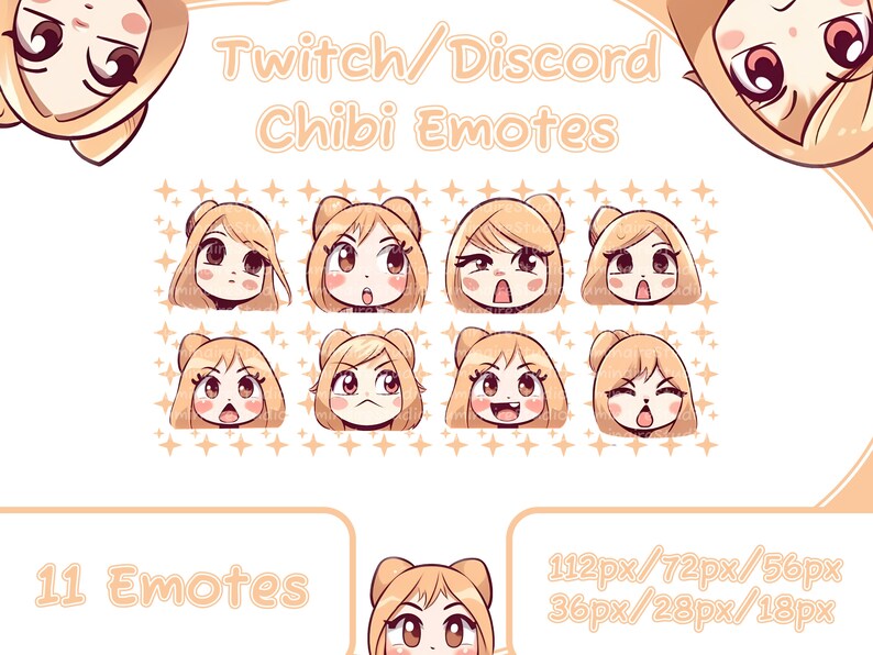 11 Cute Chibi Girl Emote Pack Emote Set for Twitch YouTube - Etsy Polska
