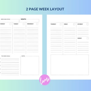 Minimalist Planner Set Undated and Printable, Day Layouts, Week Layouts ...