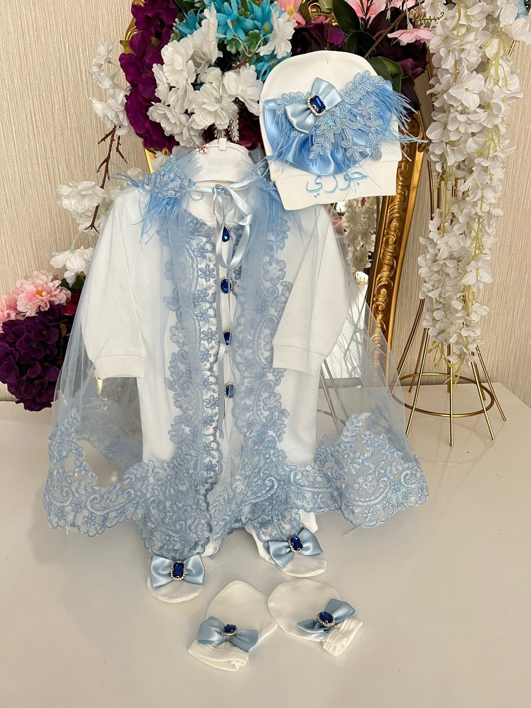 Personalized Blue Tulle Baby Boy Clothes Set, Toddler Boy Suit, Baby ...