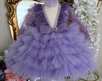 Red Baby Girl Tulle Dress, Girl Puffy Dress, Red Girl Photoshoot Dress, Toddler Tulle Party ...