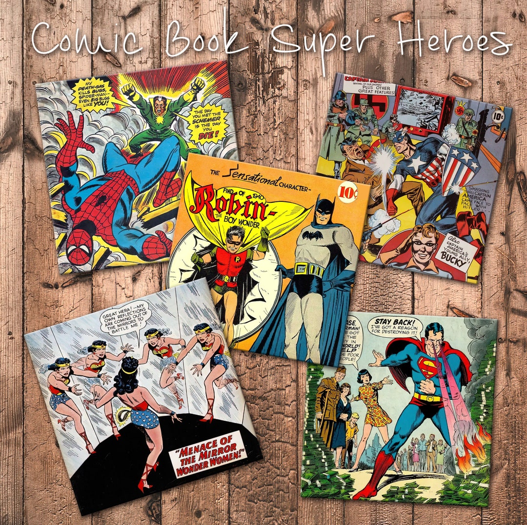 Vintage Comic Book Super Hero Wooden Coasters - Handcrafted 4x4 Inches ...