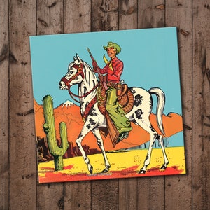 Vintage Western Cowboy Coasters - Wooden Drink Coasters - 4 X 4 - High ...