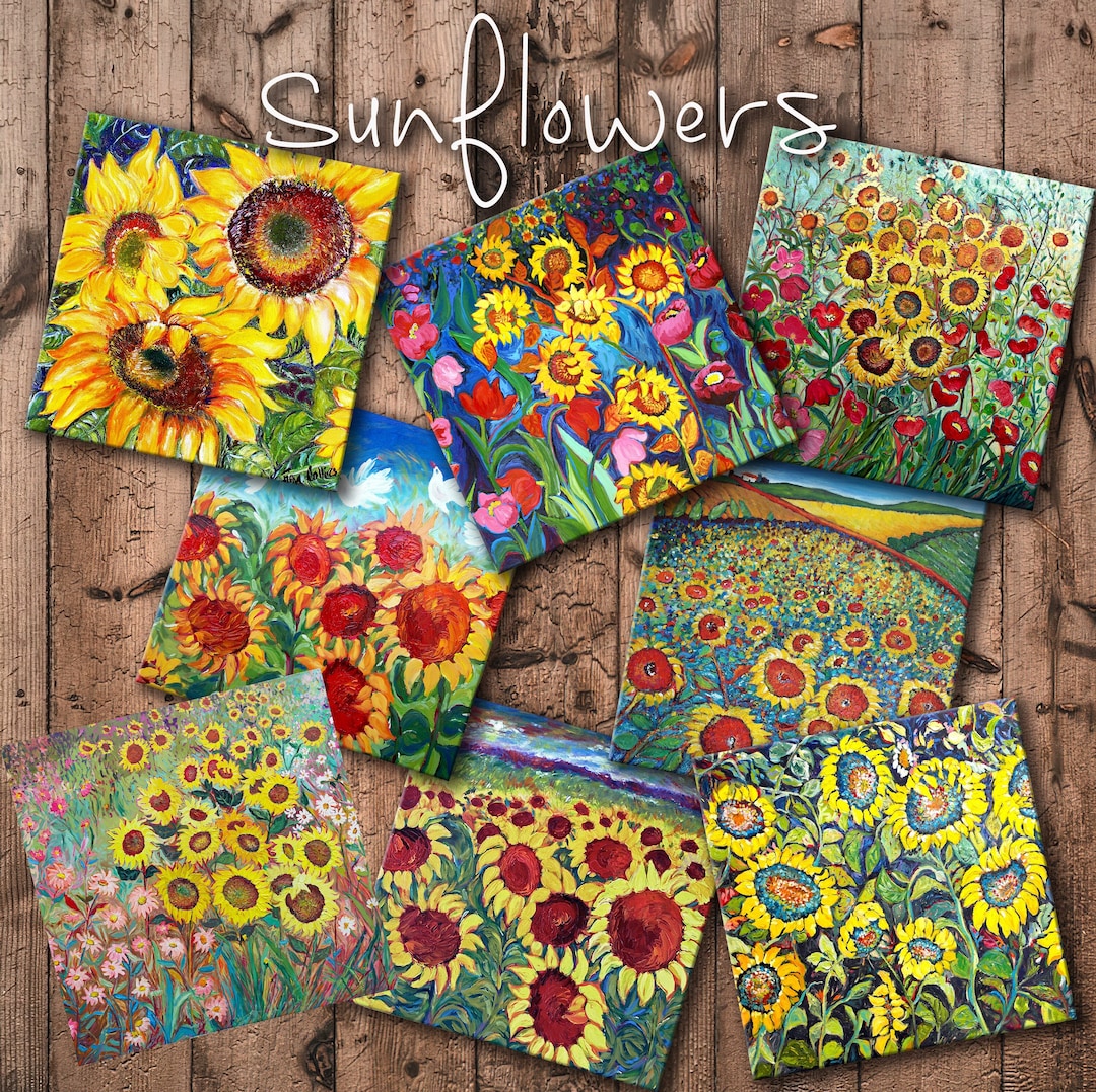 Fiona Collins Sunflower 4x4 Wooden Coasters - Hand Crafted From Baltic ...