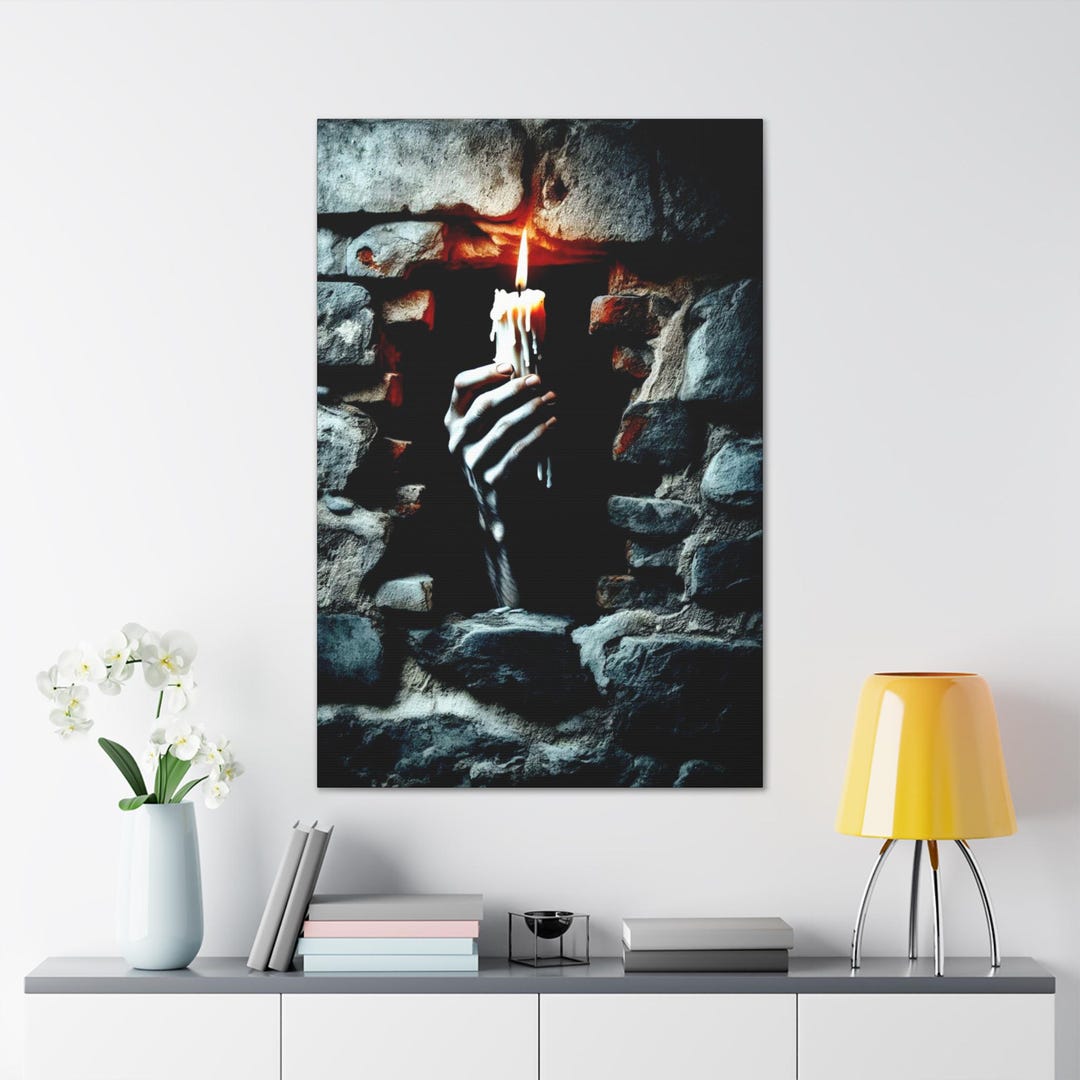 Scary Wall Decor: Creepy Hand Holding a Candle Canvas Gallery Wraps ...