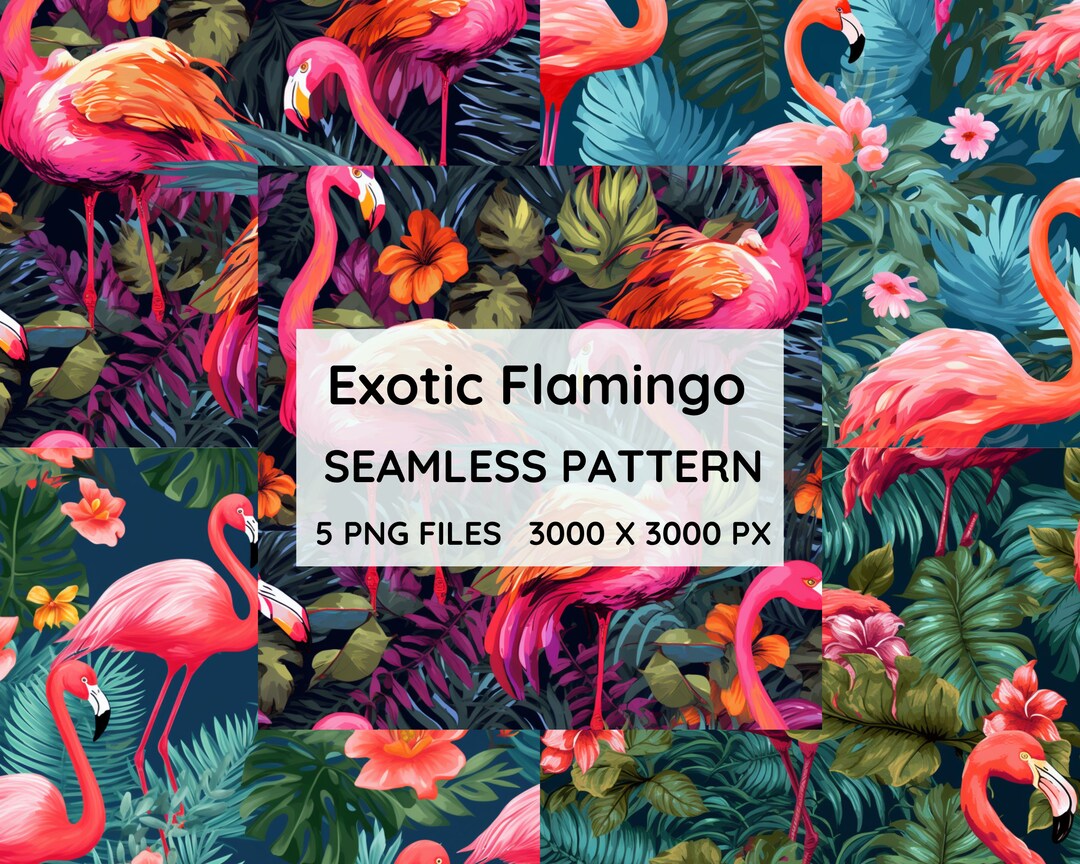 5 Exotic Flamingo Digital Paper Tropical Flamingo Design - Etsy