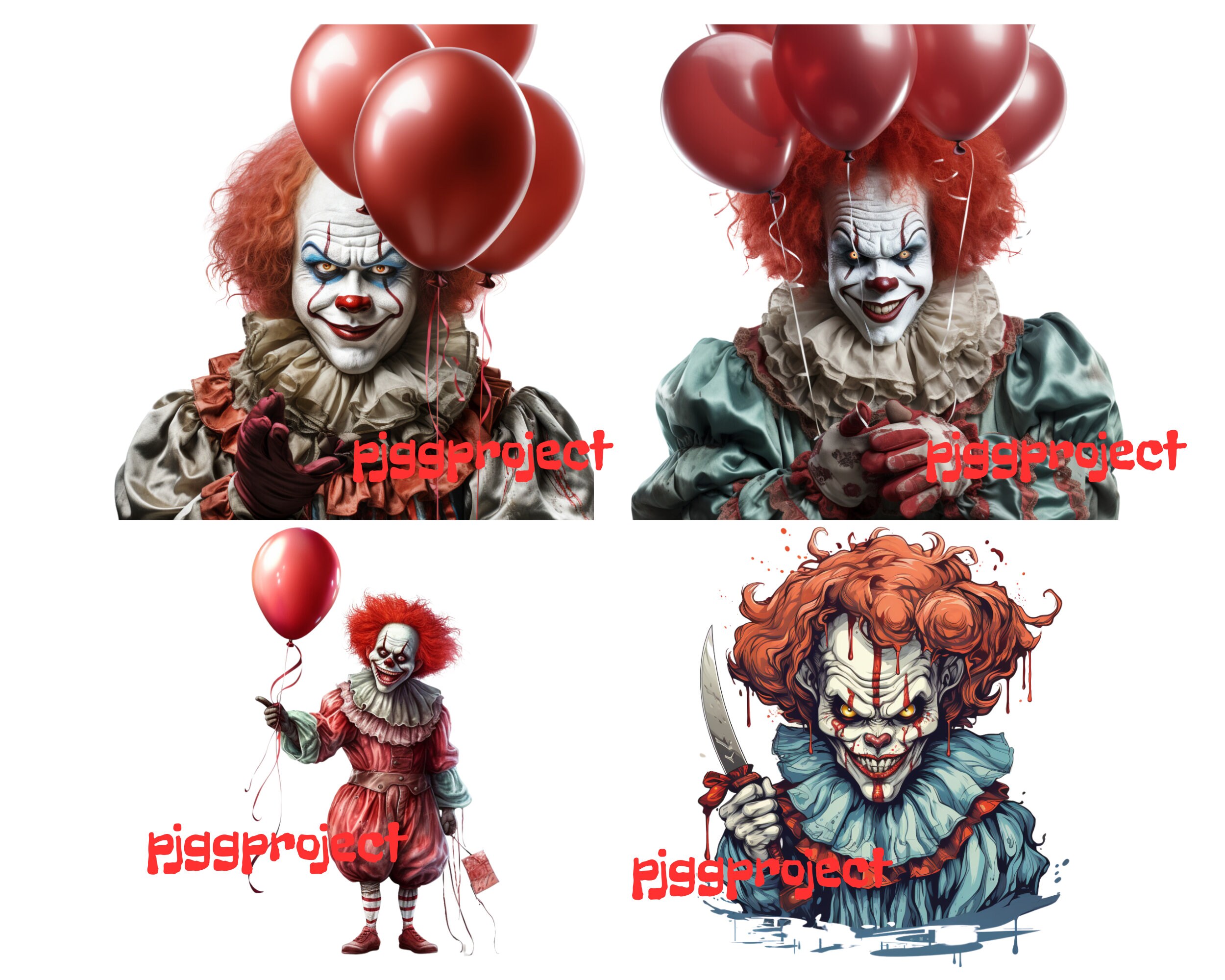 Spooky Clown Clipart Set 2 20 Transparent PNG Files - Etsy