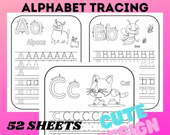 26 Printable Alphabet Tracking Worksheets. Preschool & - Etsy