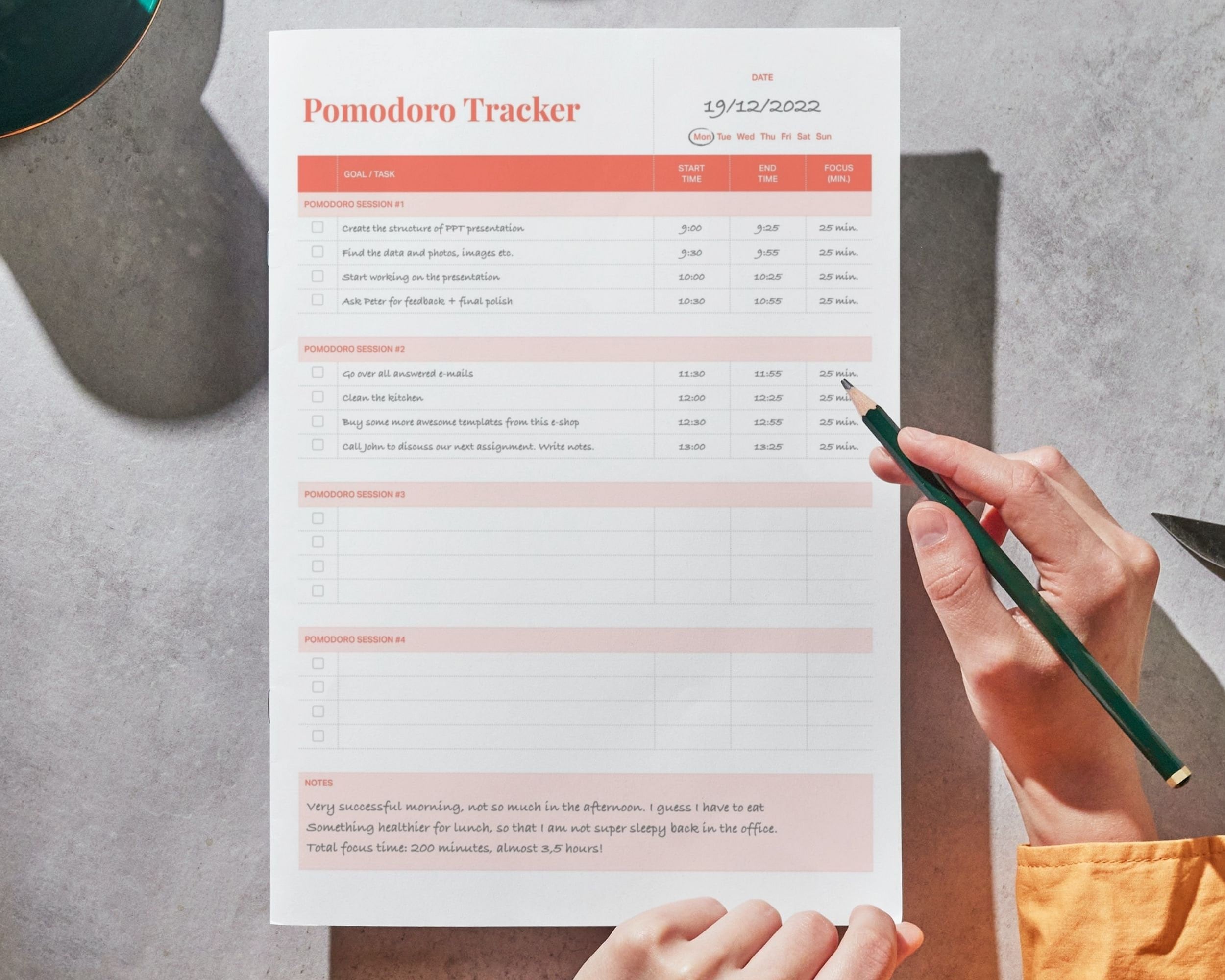 Printable Pomodoro Tracker Day Planner Focus Planner Time - Etsy