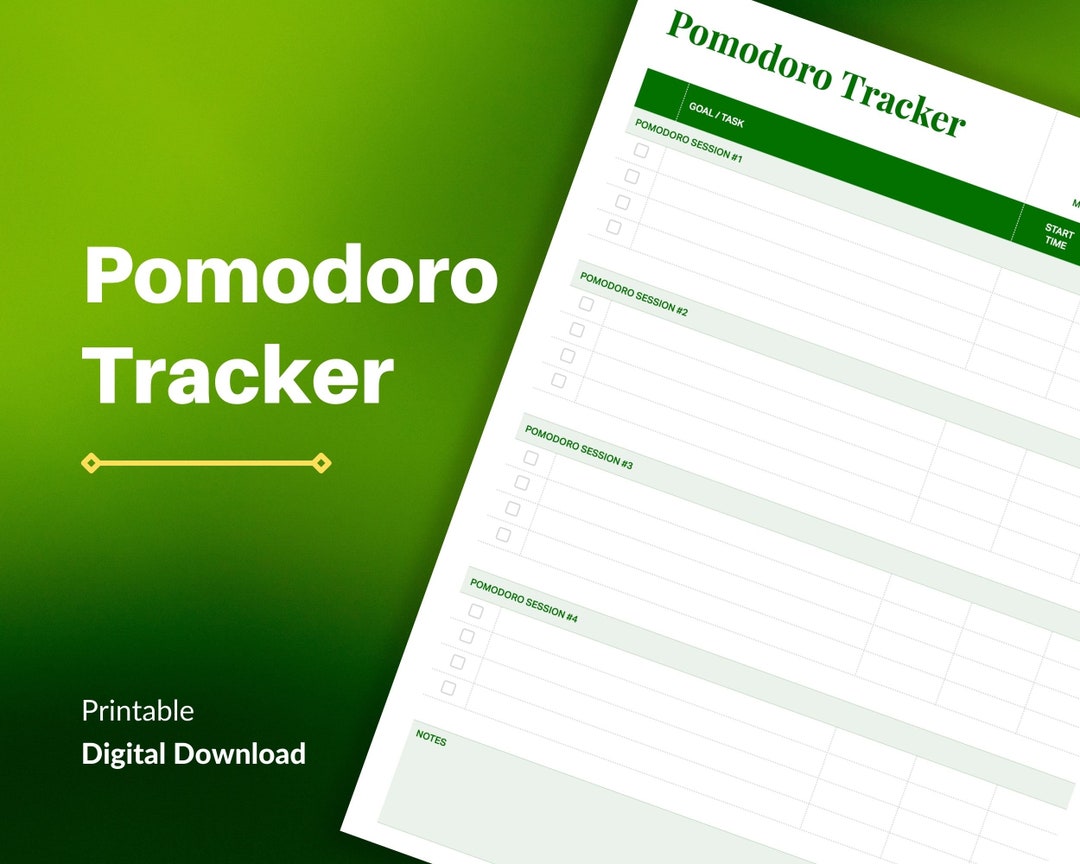 Printable Pomodoro Planner, Day Planner, Focus Planner, Time Log, Time ...