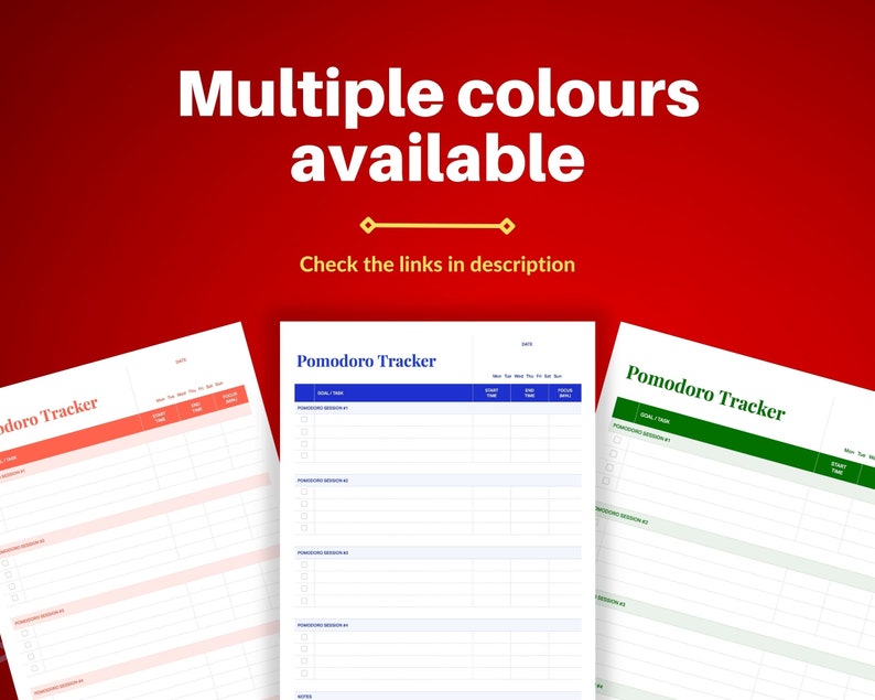 Printable Pomodoro Tracker Day Planner Focus Planner Time - Etsy