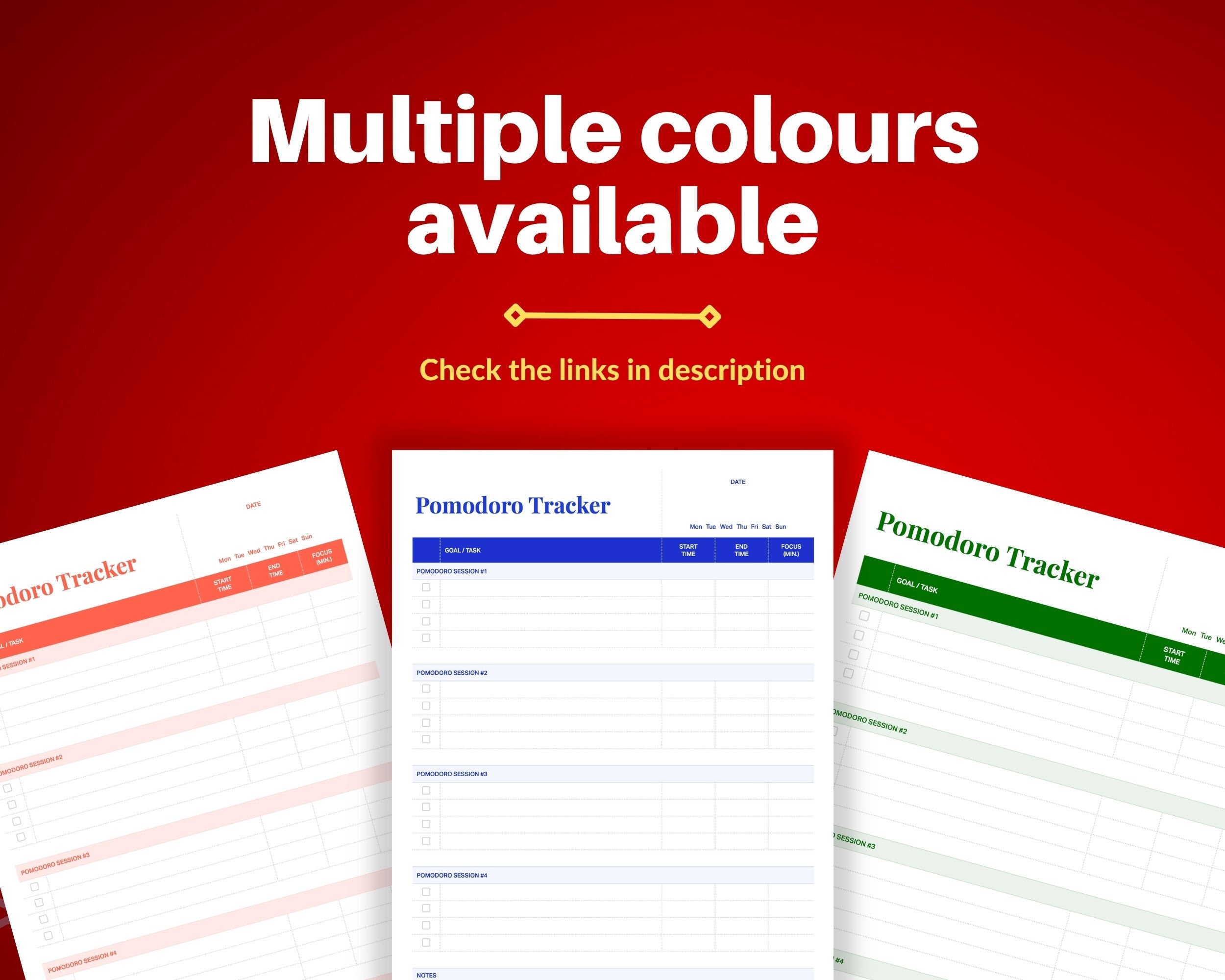 Printable Pomodoro Tracker Day Planner Focus Planner Time - Etsy