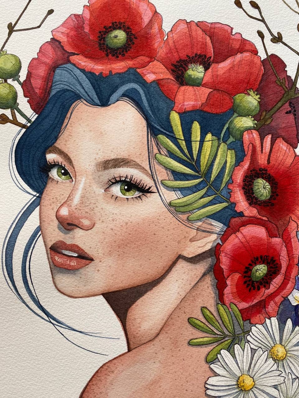 Demetra, LIMITED EDITION Glicée Art PRINT on Paper, Watercolor Handmade ...