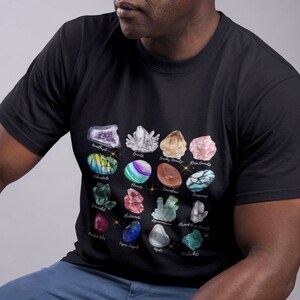 Gemstone T Shirt, Boho T Shirt, Cottage Core Tee, Crystal Print Shirt ...