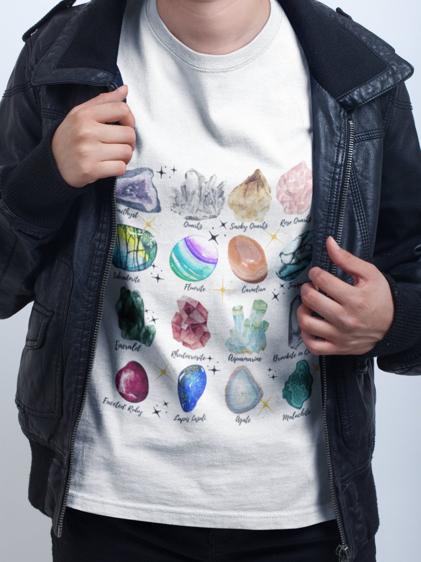Gemstone T Shirt, Boho T Shirt, Cottage Core Tee, Crystal Print Shirt ...
