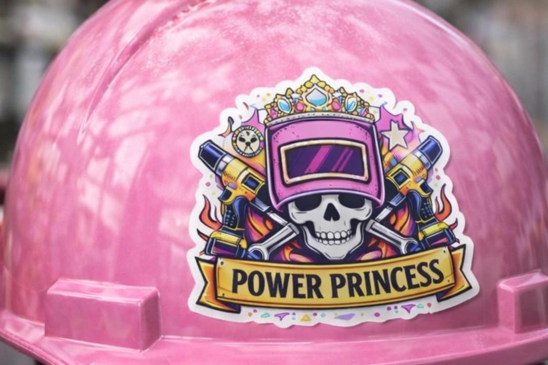 Power Princess Welding Helmet Sticker Kiss-cut Sticker | Tradeswomen ...
