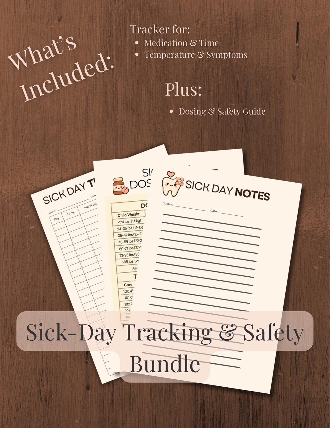 Sick Day Tracker Printable for Kids, Fever & Medication Log, Child ...