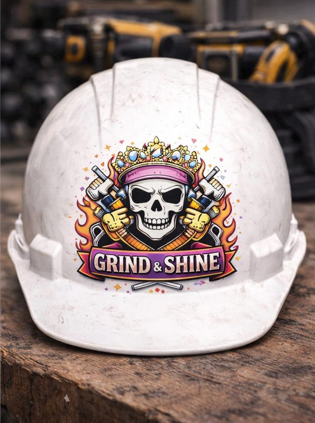 Grind & Shine Skull Crown Sticker | Kiss-cut Vinyl Decal - Etsy