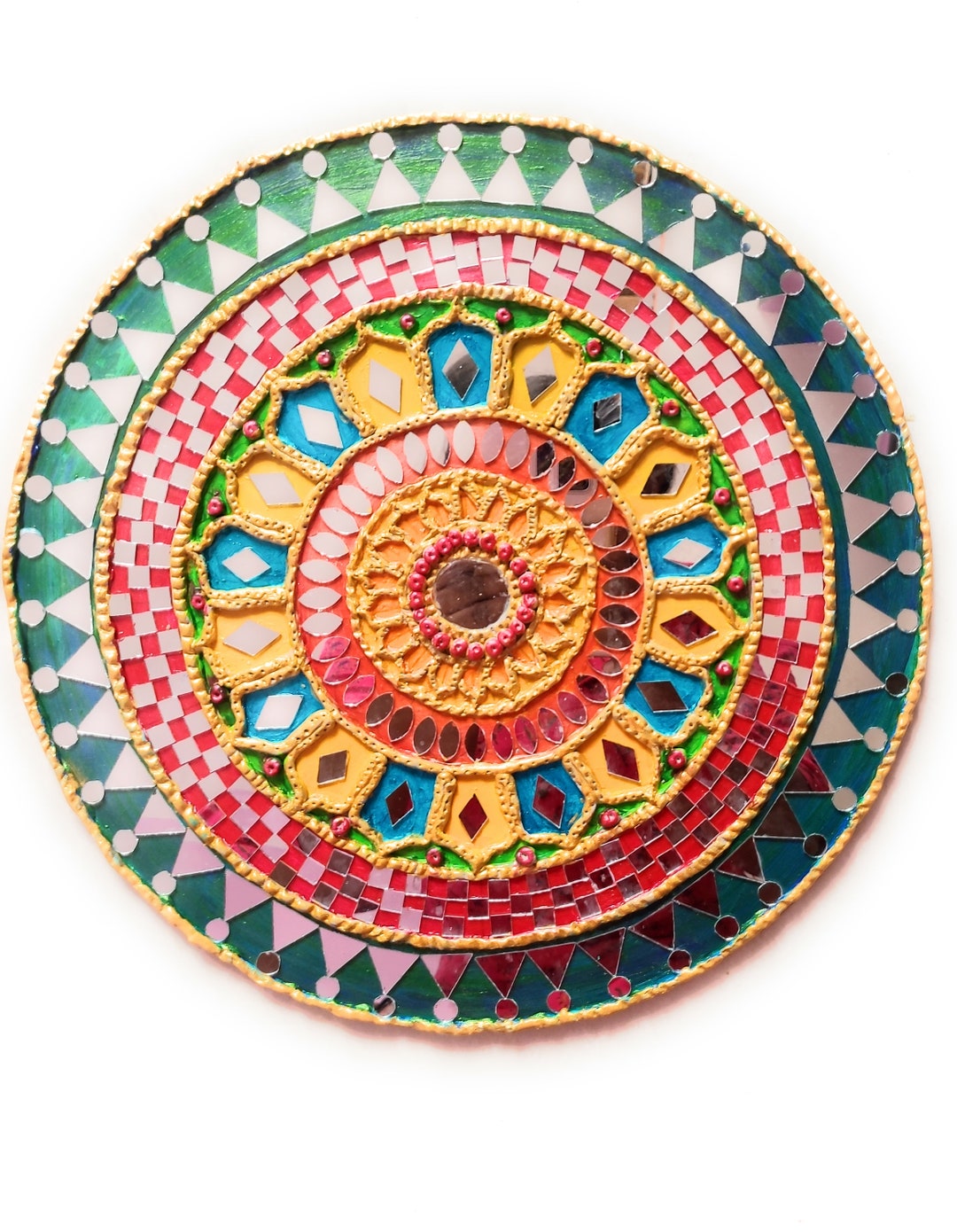 Lipan Art Mirror Wall Hanging, Handmade and Handpainted Mud Craft ...