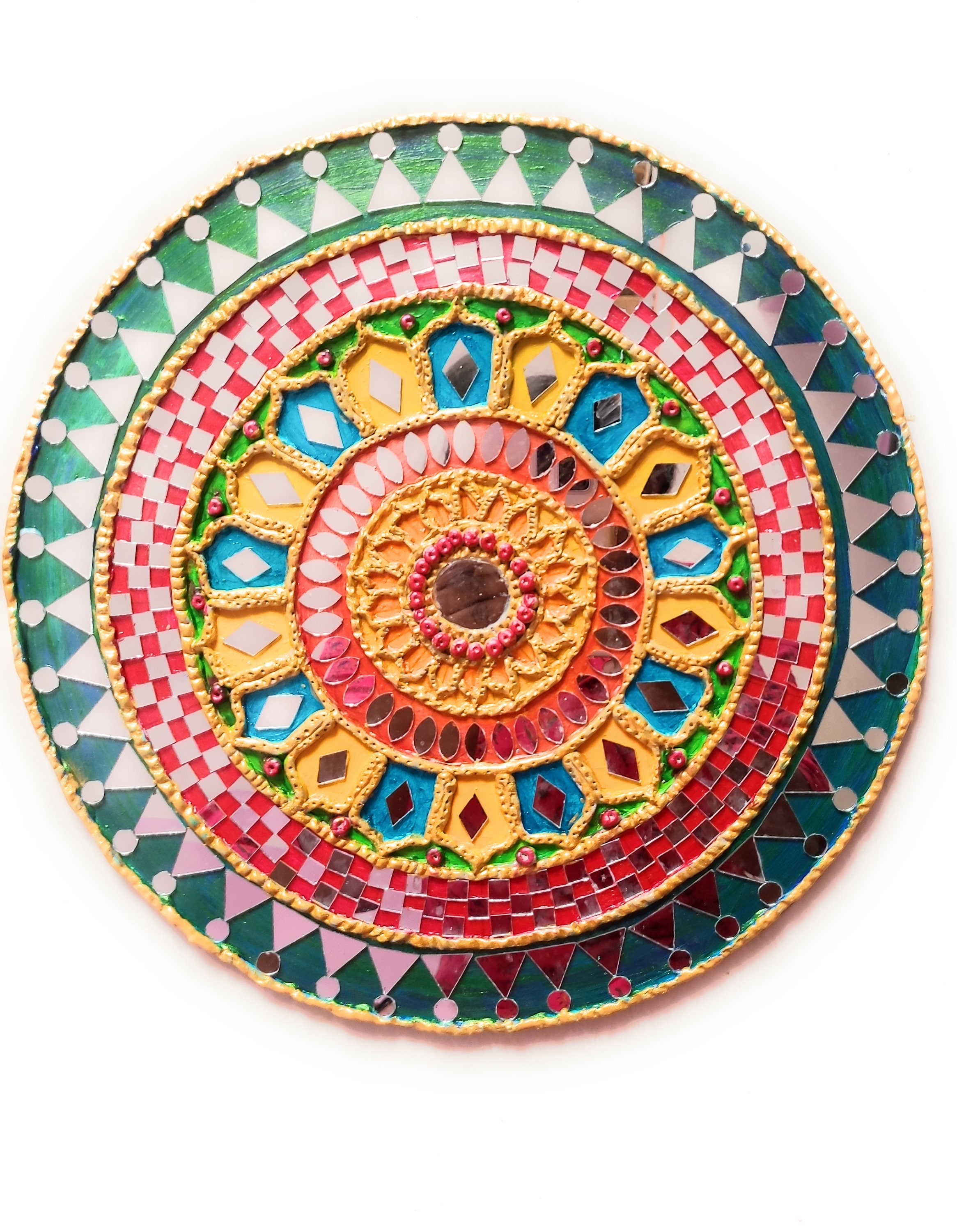 Lipan Art Mirror Wall Hanging, Handmade and Handpainted Mud Craft ...