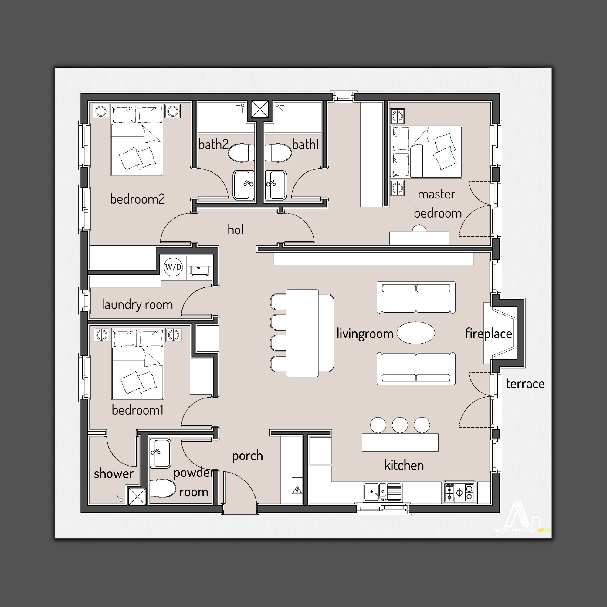 40'x40' House Floor Plan I 3 Bedroom 2 Bath Floor Plan I Single Story House Blueprint I Imperial ...