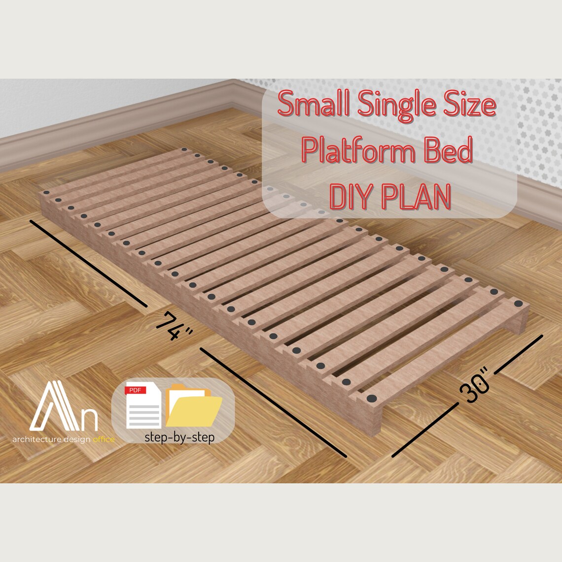 Small Single Size Platform Bed Build Plan I Kid Bed Plan I Woodworking Plans I Minimalist Wooden ...