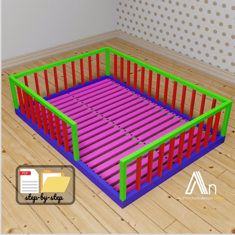 Full Size Montessori Floor Bed Build Plan I Double Size DIY Wooden Bed ... Full Size Montessori Floor Bed Build Plan I Double Size DIY Wooden Bed ...