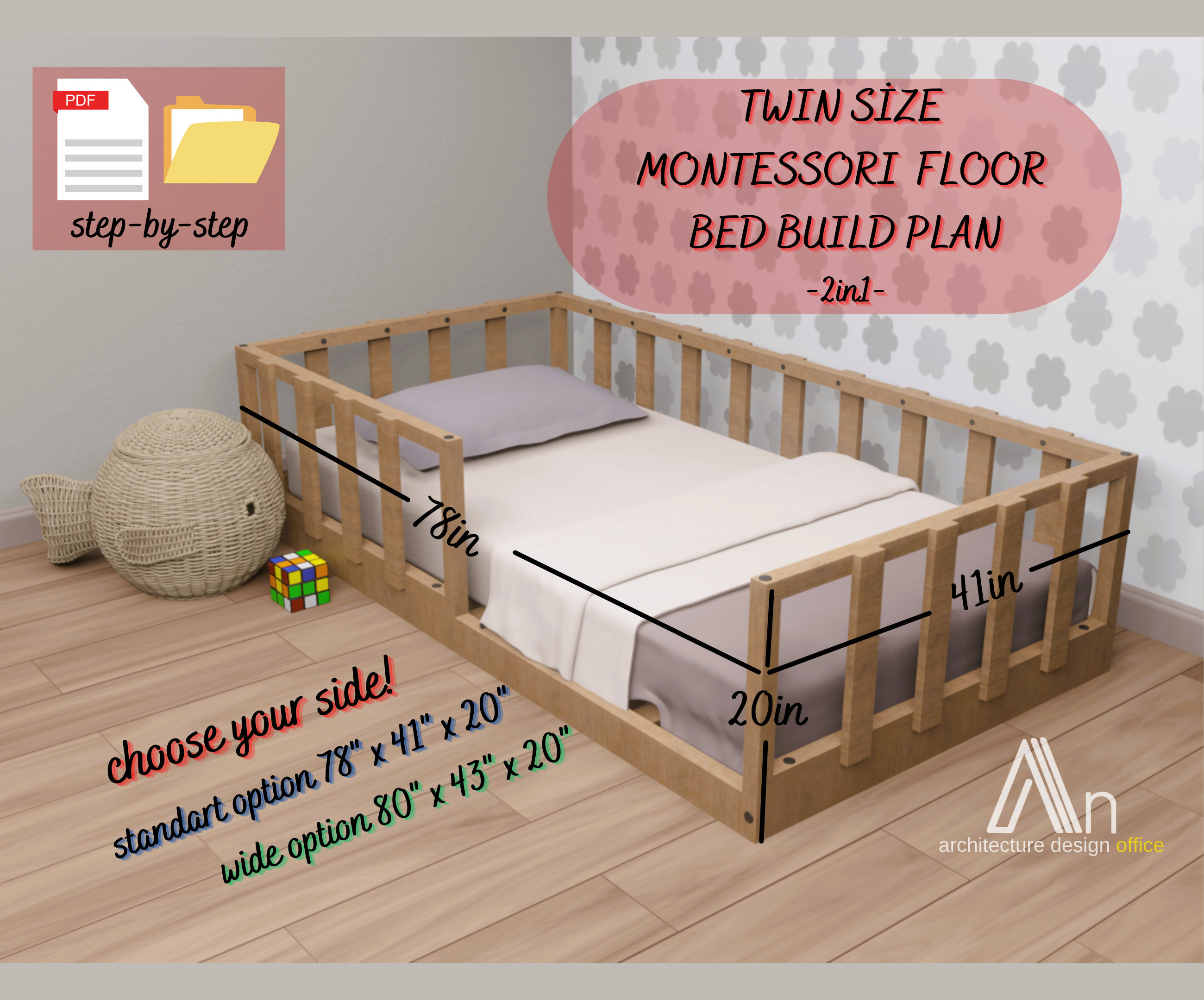 Twin Size Montessori Floor Bed Build Plan I DIY Wooden Floor Bed Plan I Toddler Floor Bed Plan I Woodworking Plans I Imperial Units I Pdf Etsy