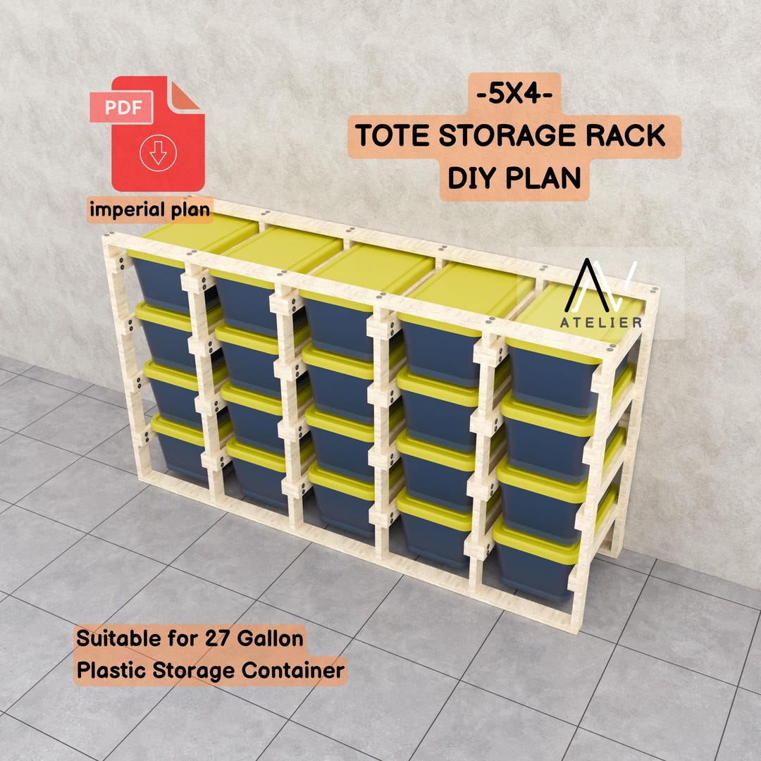 5x4 Tote Storage Rack DIY Plan: Garage Shelving Guide (digital Download ...