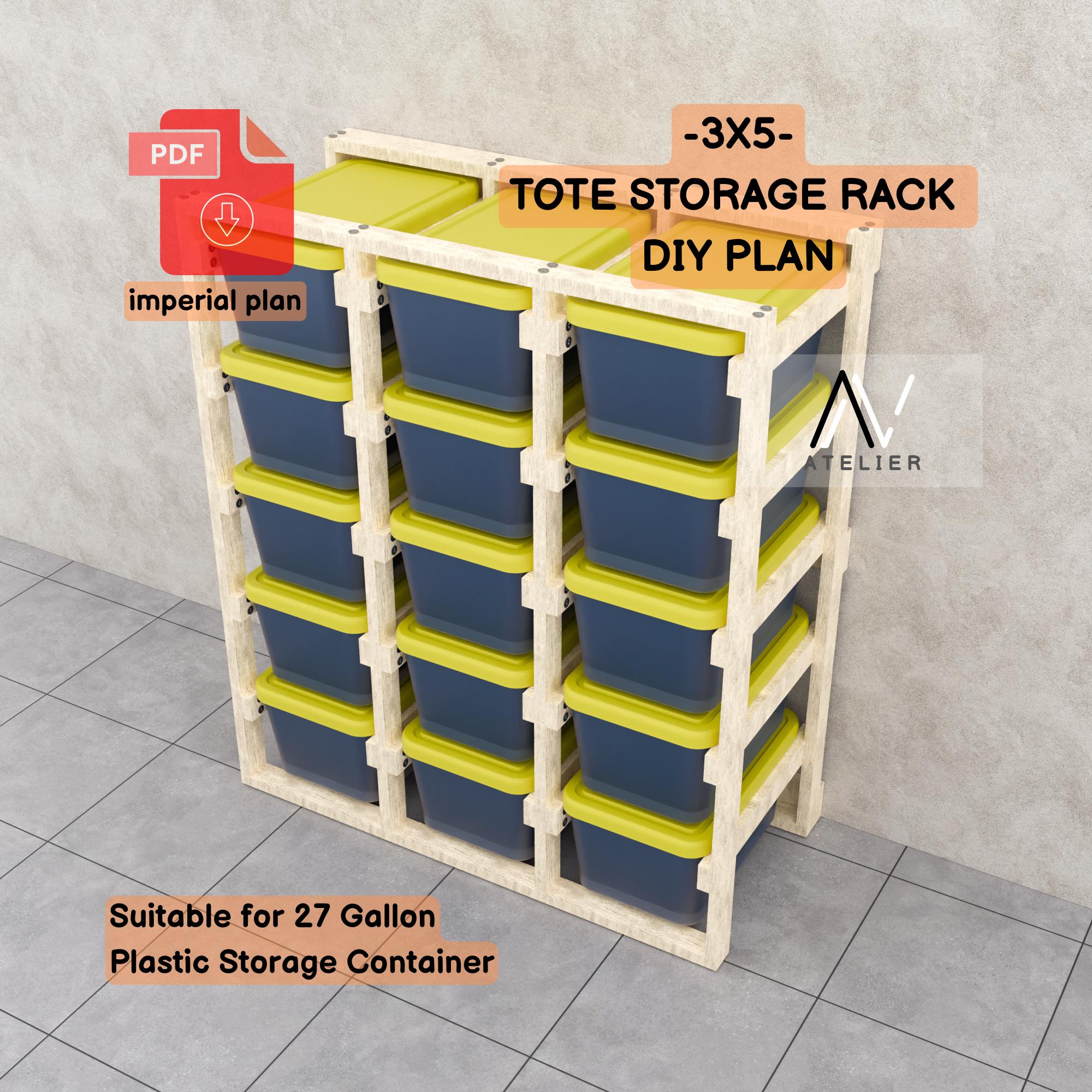 3x5 Tote Storage Rack DIY Plan I 3x5 Garage Shelving Plan I 3x5 Racks ...