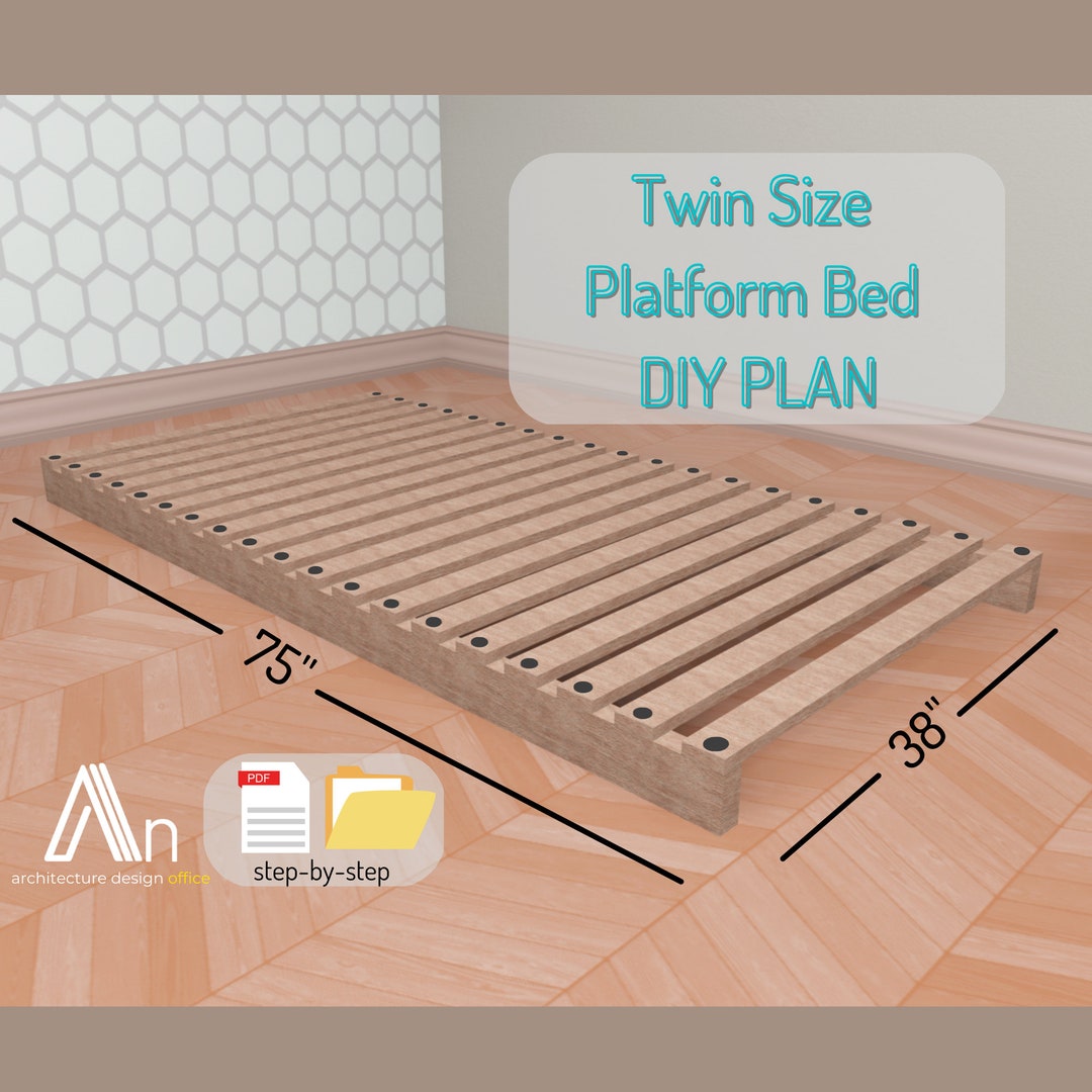 Twin Size Platform Bed Build Plan I Kid Bed Plan I Woodworking Plans I Minimalist Wooden Bed I ...