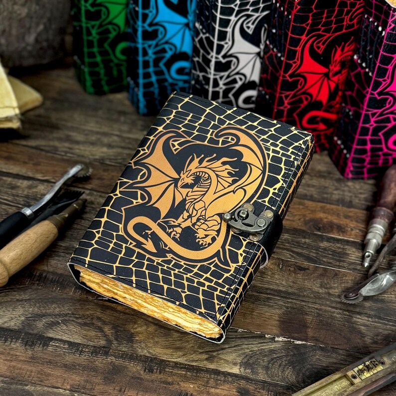Dragon Book of Spells Leather Journal Notebook DND Journal Rustic Paper ...