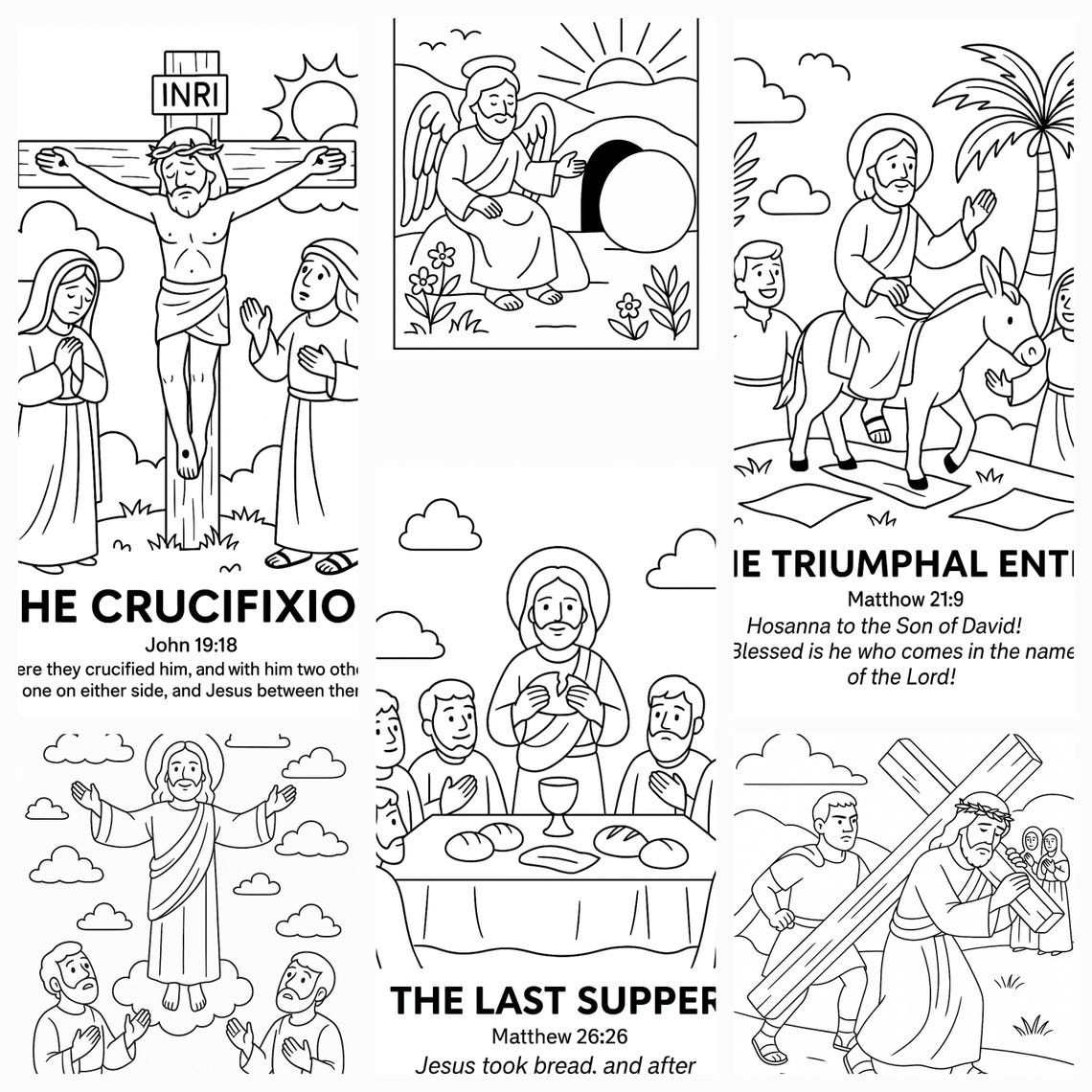Easter Bible Story Coloring Pages for Kids – 9 Printable Christian ...