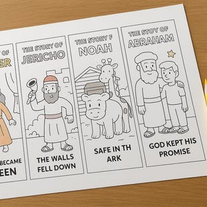 Bible Story Bookmarks Esther, Jericho, Noah & Abraham Printable Sunday ...