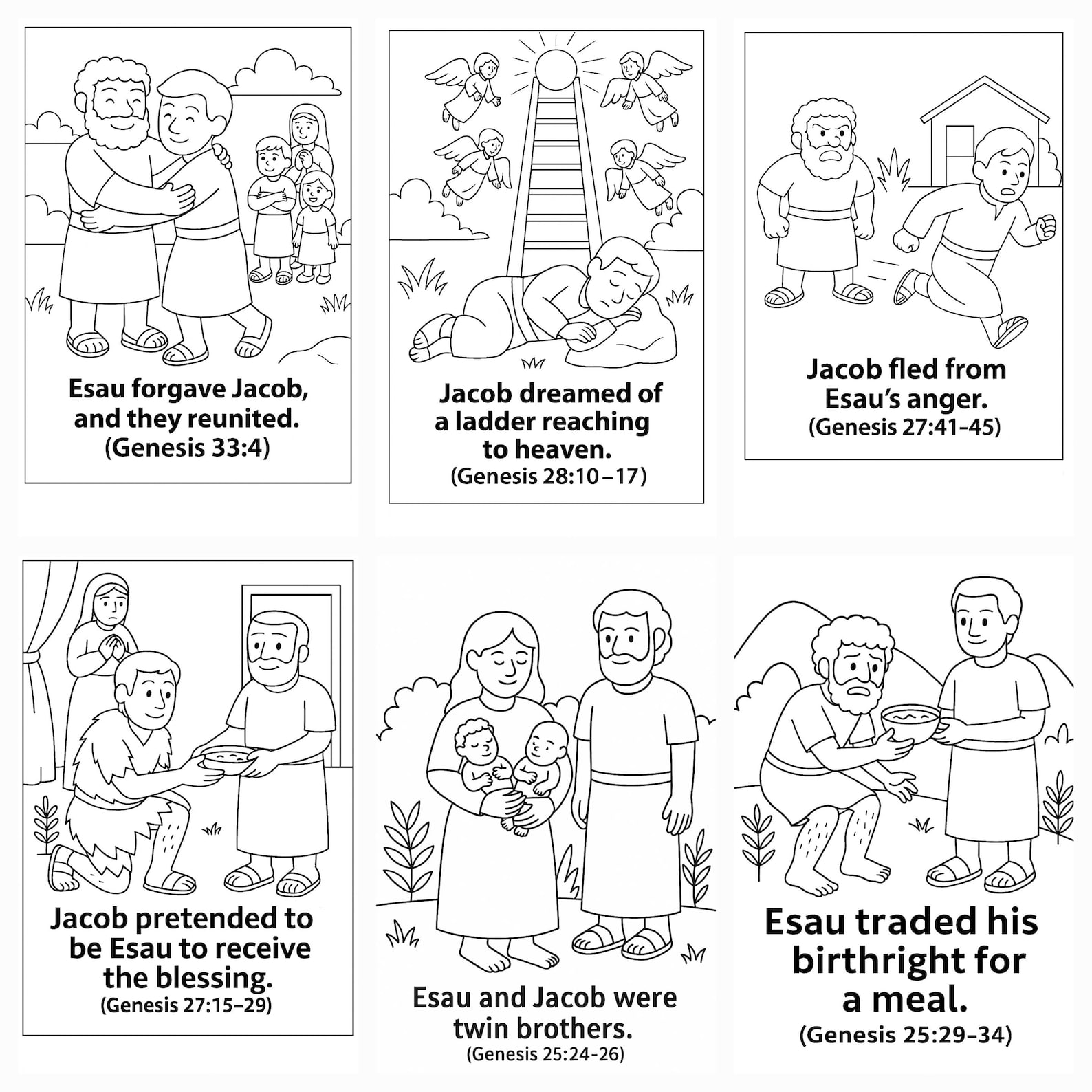 Esau and Jacob Book: Bible Coloring Book - Etsy