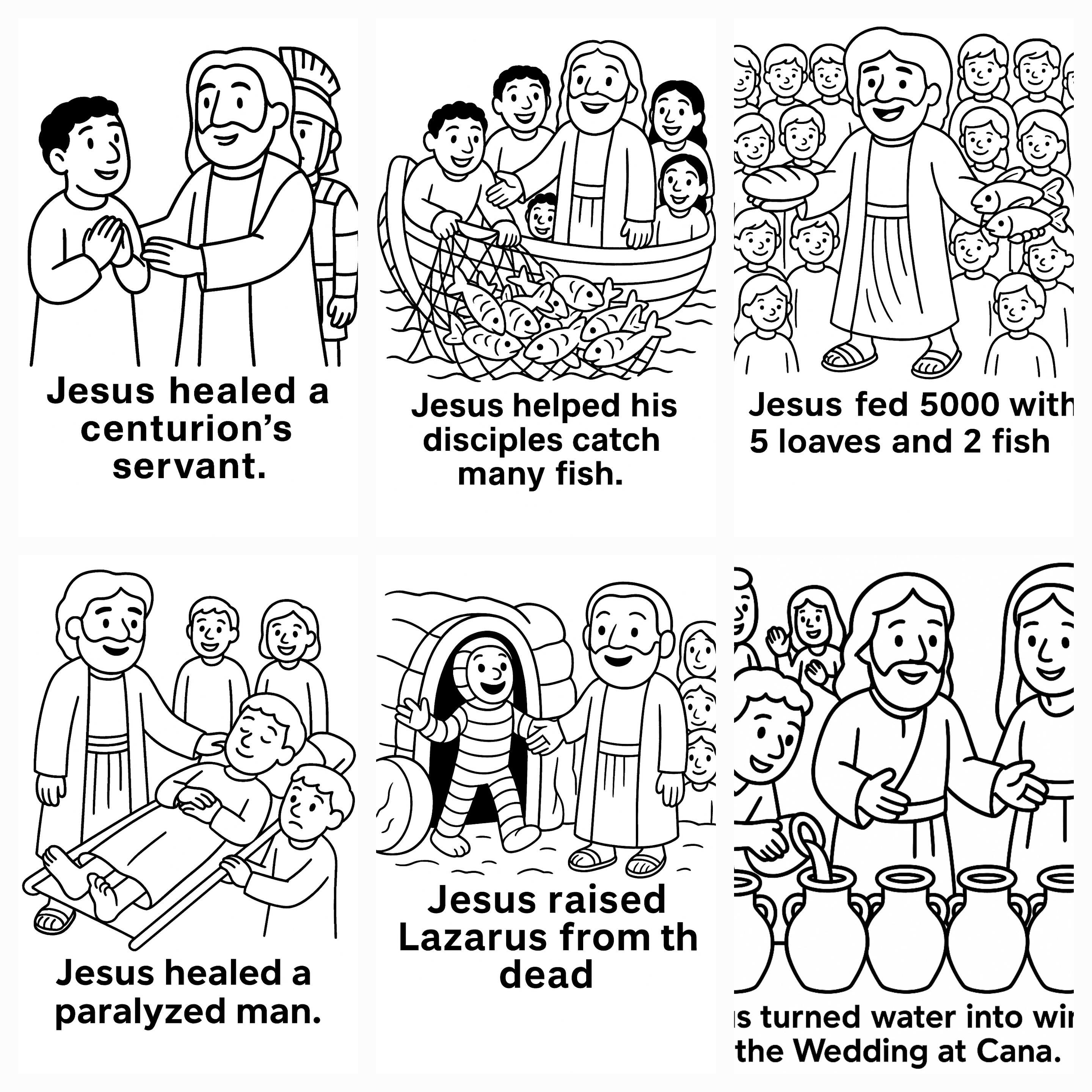 Miracle of Jesus Coloring Pages | Christian Bible Story Printables ...