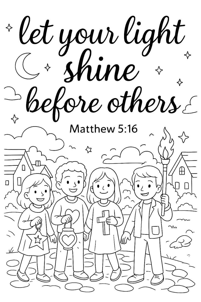 Shine Your Light – Christian Colouring Pages for Kids (digital Download ...