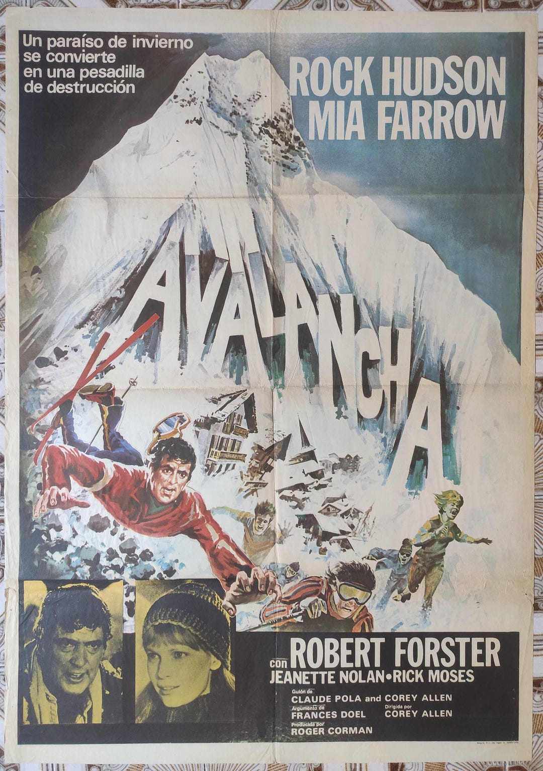 1978 Original Spanish Movie POSTER Avalanche Rock Hudson Mia Farrow ...