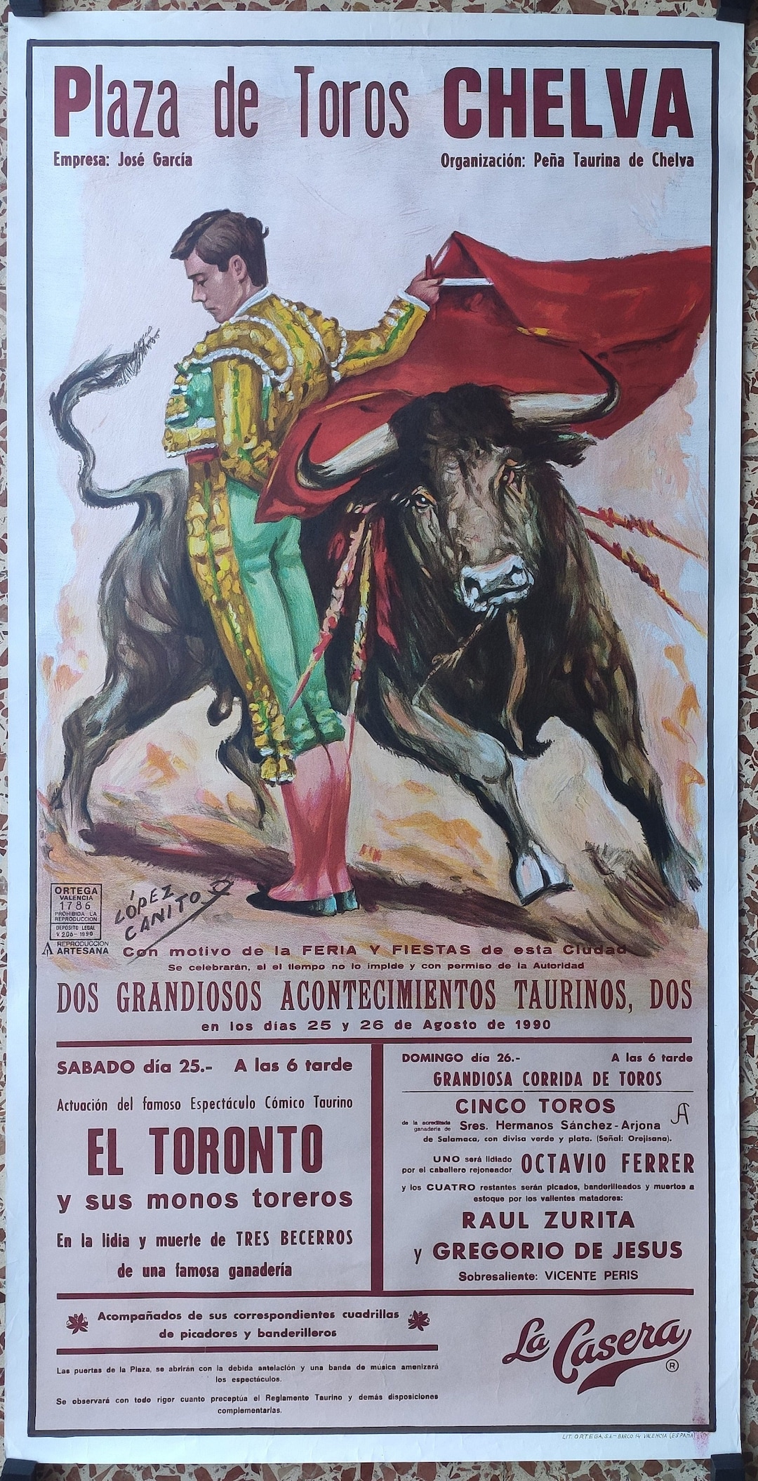 Original Spanish Vintage POSTER Plaza De Toros Chelva Spain Torero ...