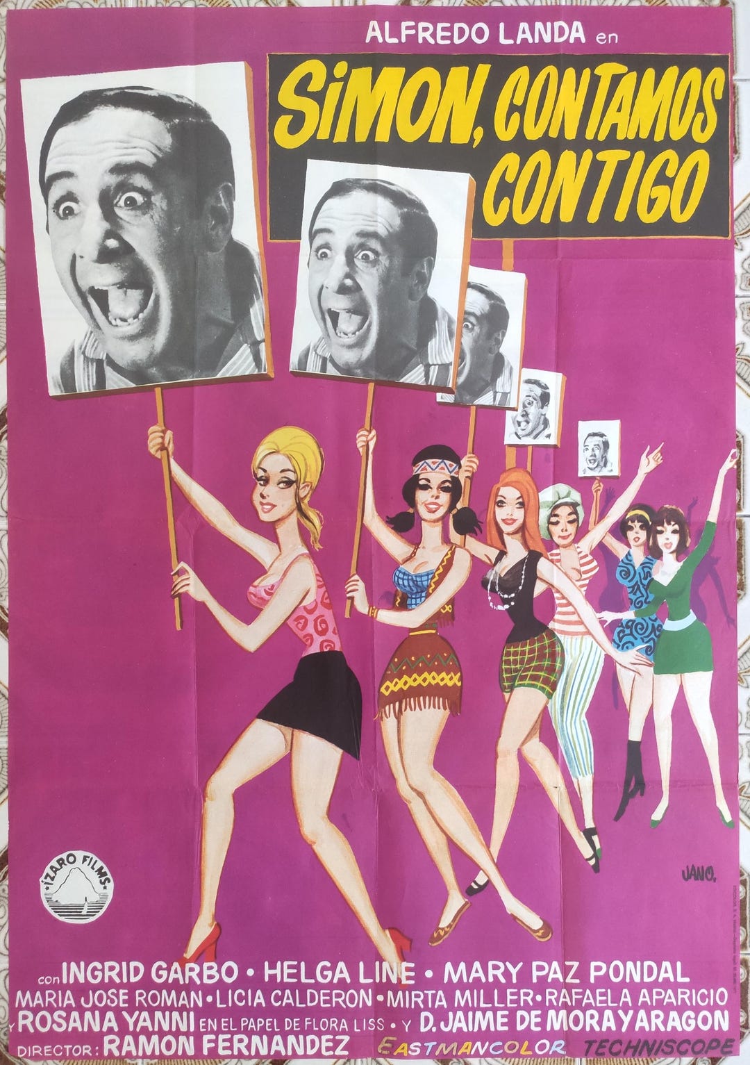 Original Spanish Movie POSTER Simon Contamos Contigo Alfredo Landa ...