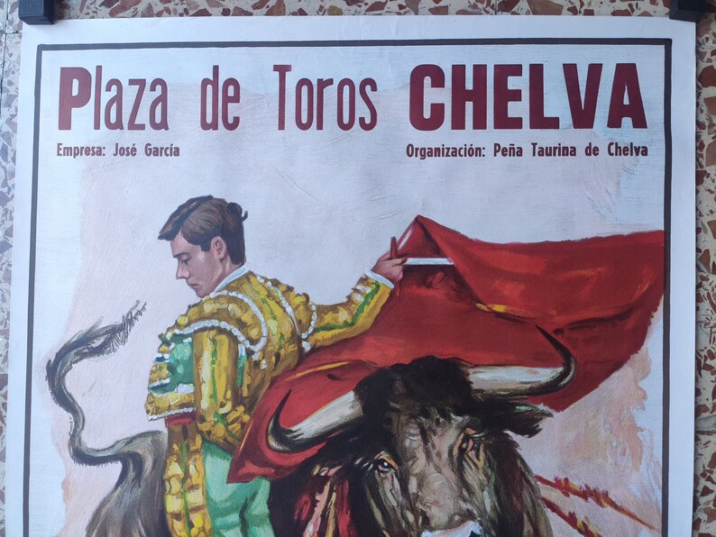 Original Spanish Vintage POSTER Plaza De Toros Chelva Spain Torero ...
