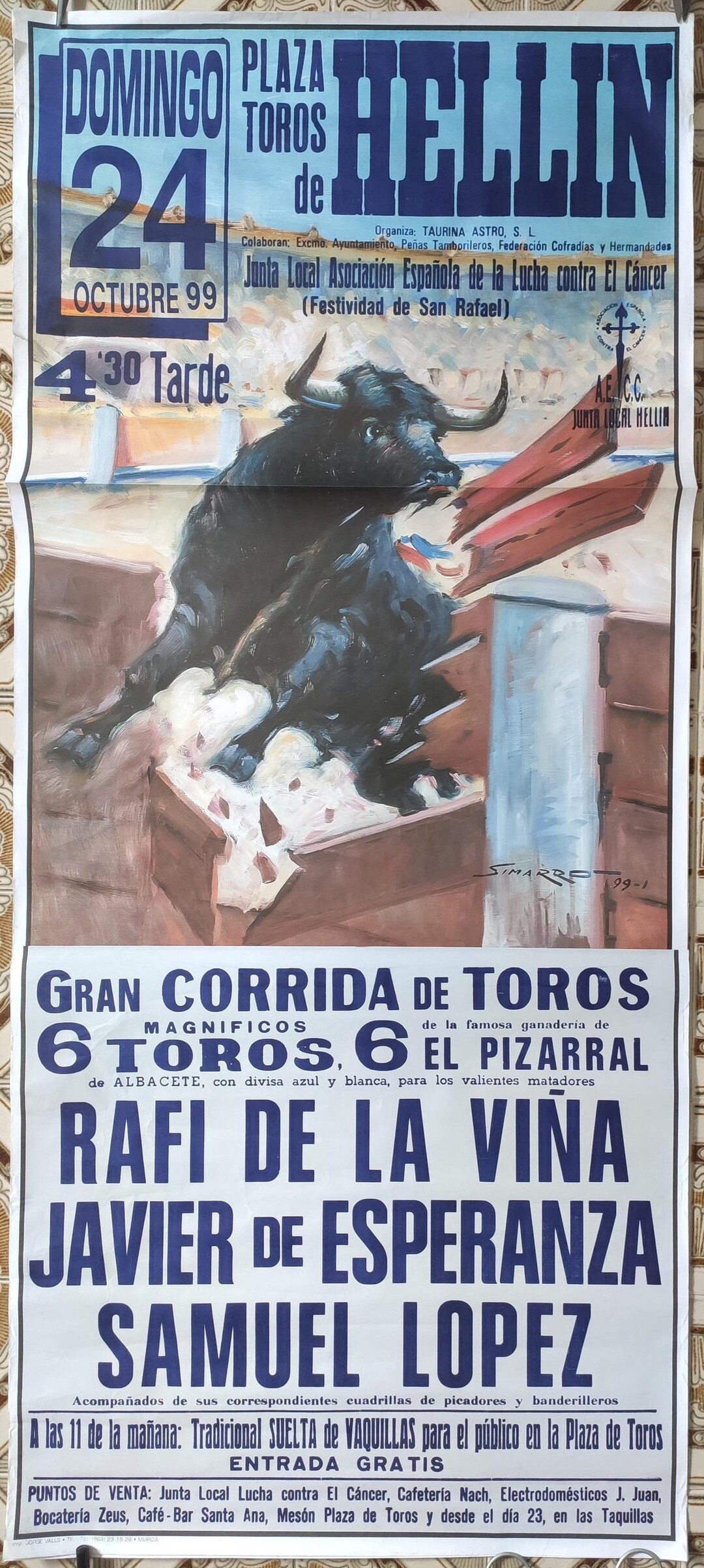 70x159 Original Spanish POSTER Corrida Plaza De Toros Spain Torero ...