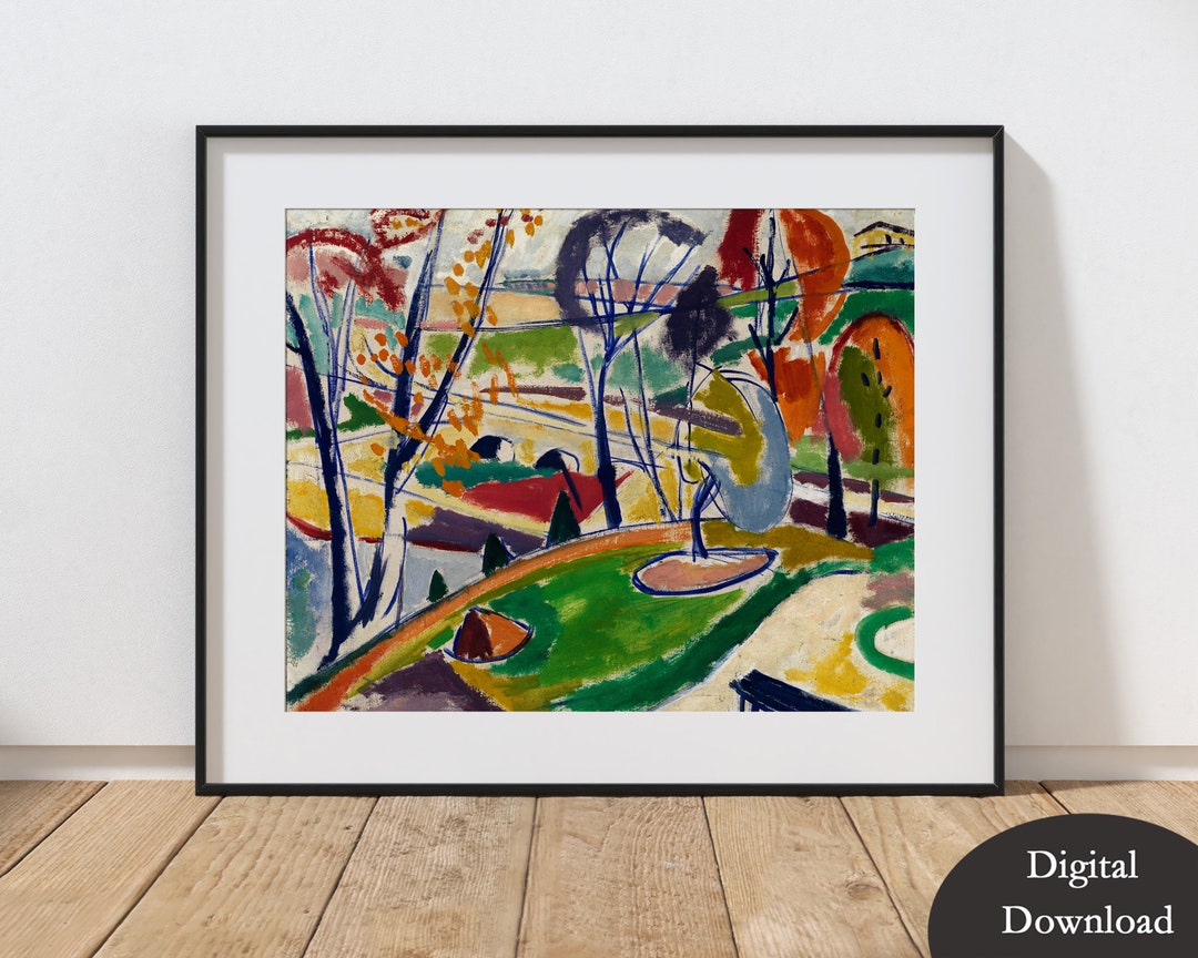 Peinture de paysage de reproduction vintage Art imprimable abstrait ...
