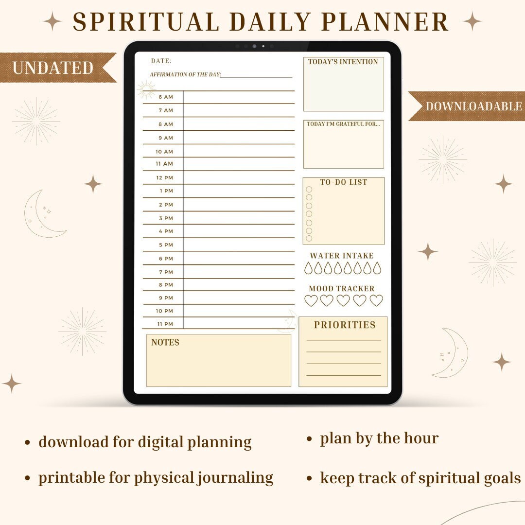 Spiritual Daily Digital Planner, Printable, Undated, Ipad, Goodnotes ...
