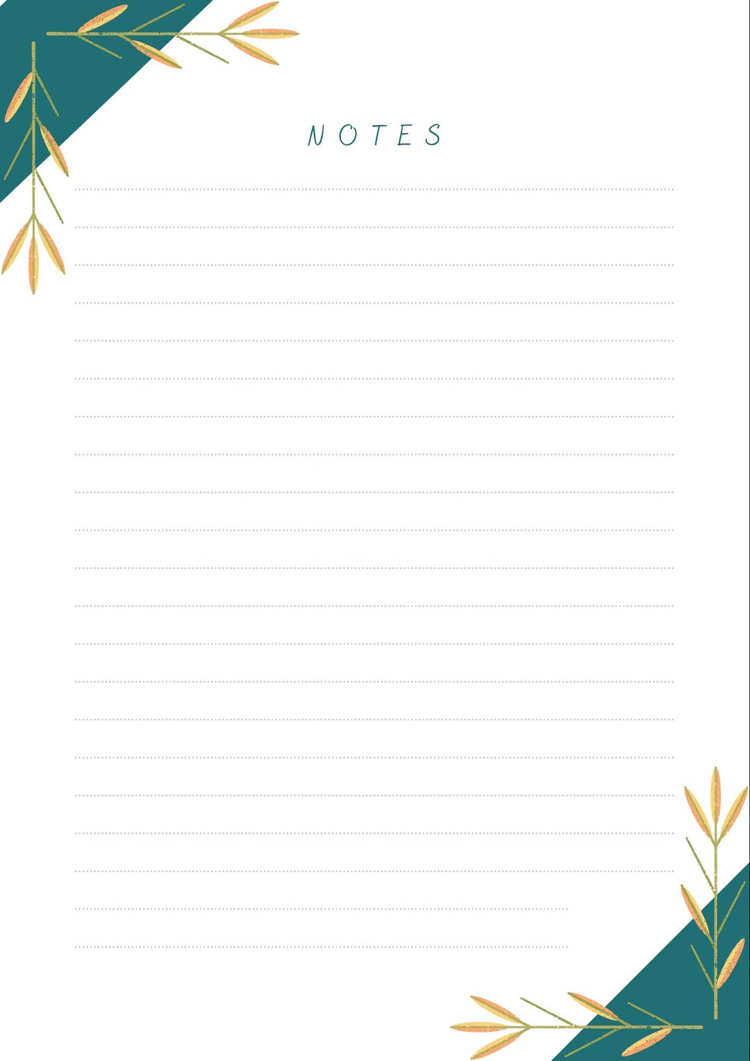 PRINTABLE Teal Note Page - Etsy