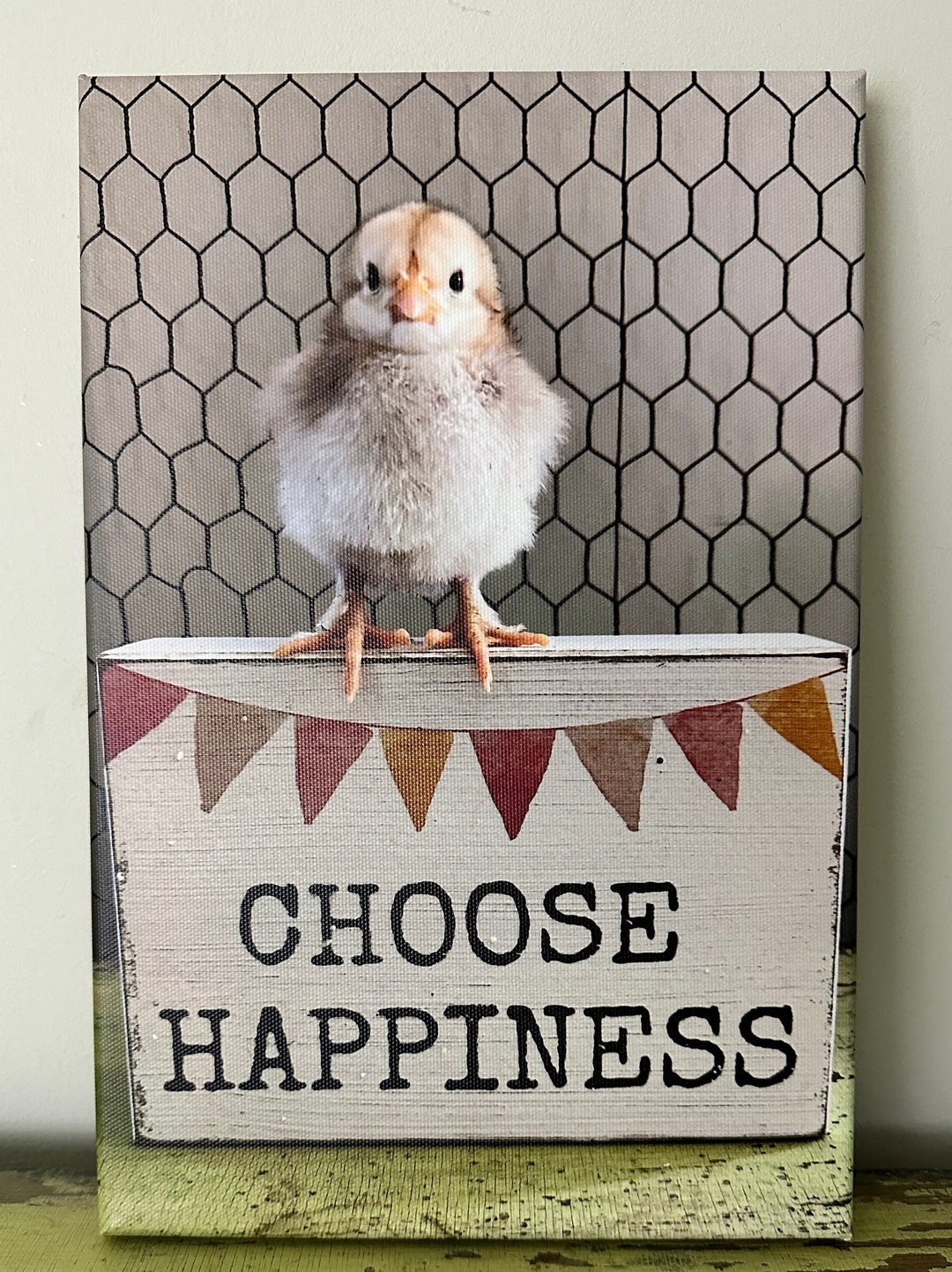 8" X 12" Canvas Chicken Art - Choose Happiness - Matilda - Etsy