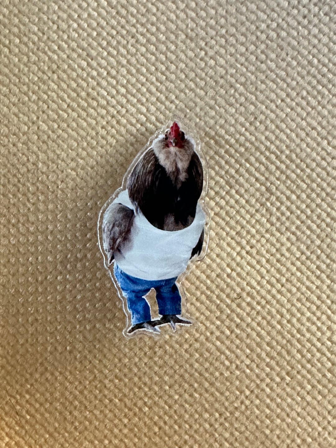 Acrylic Pin - Rooster Wearing Jeans and a White Tee - Bluester the ...