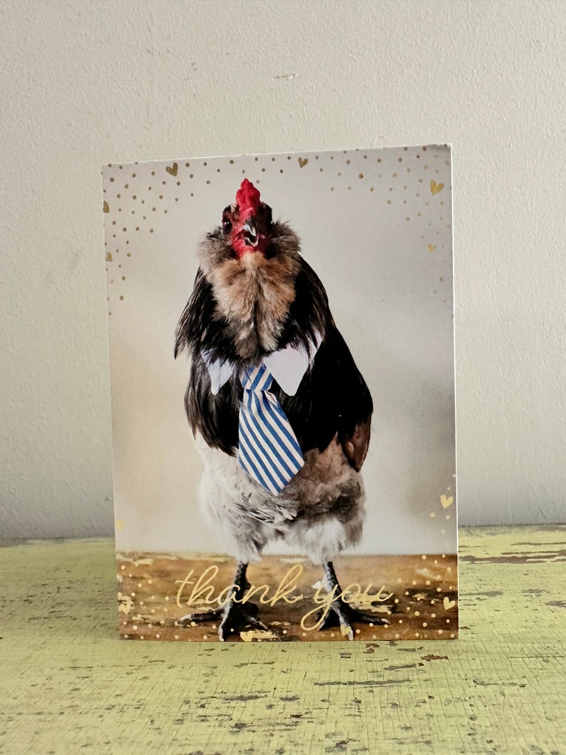 3" X 5" Card - Thank You - Rooster in Tie; Dressed up Chicken - Etsy