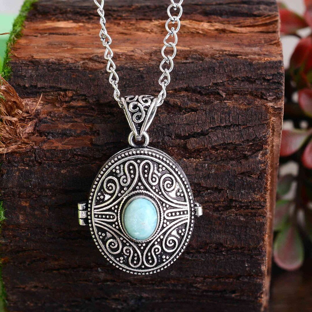 Poison Pendant, Turquoise Gemstone Poison Pendant, Compartment Pendant ...